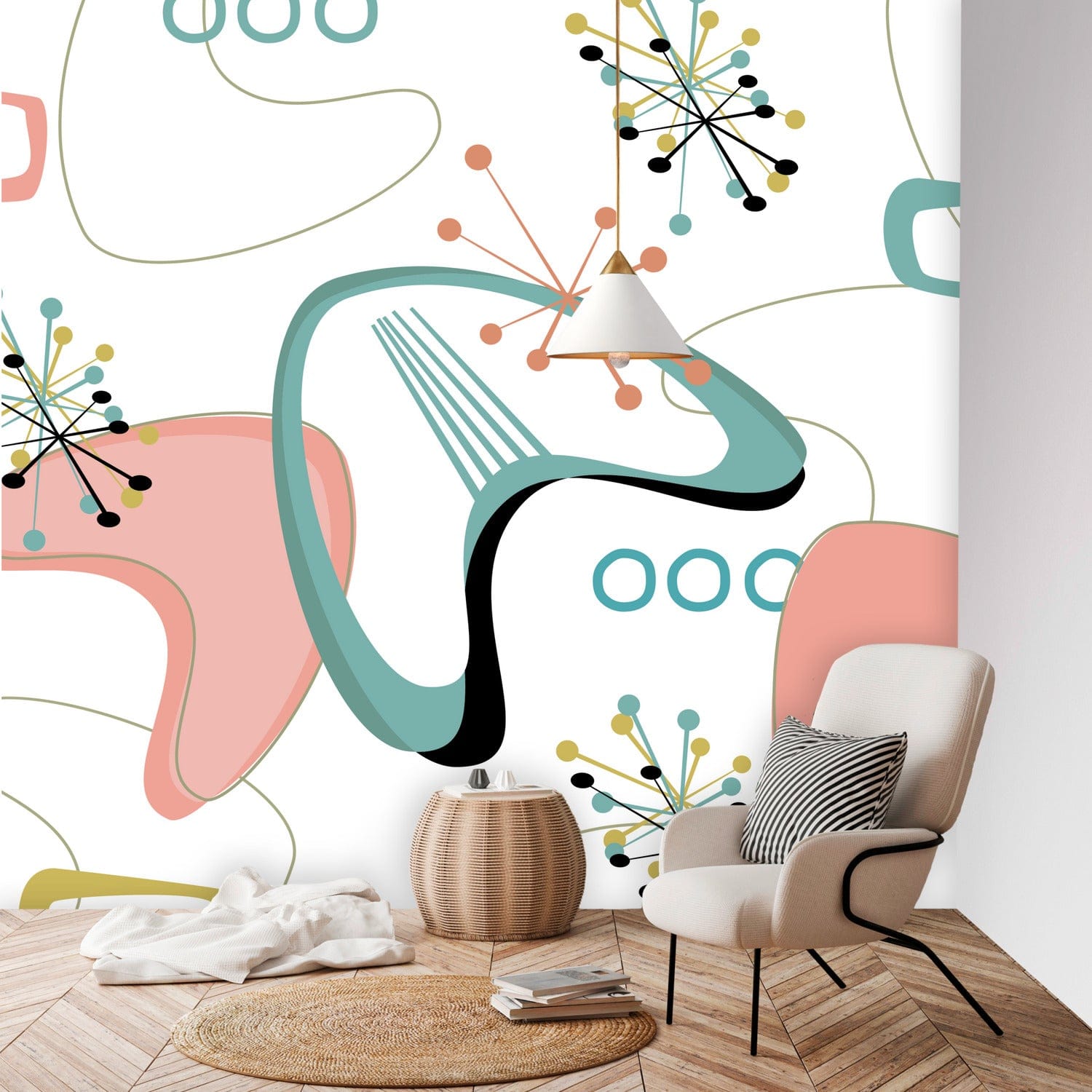 1950s Retro Atomic Boomerang Wall Mural – Kate McEnroe New York