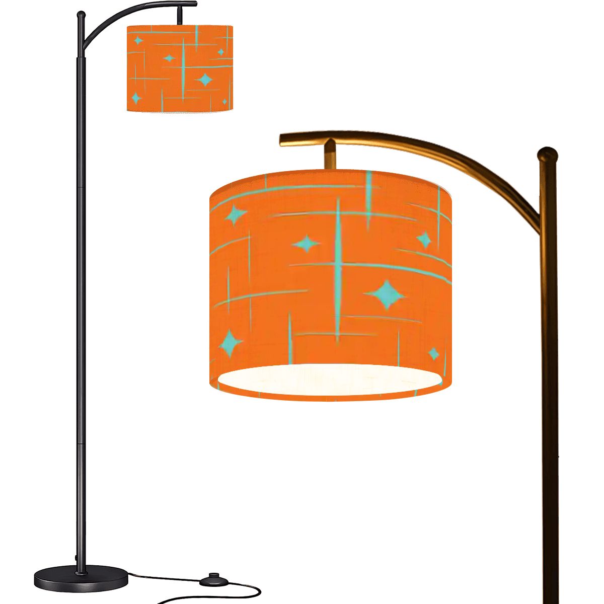 Atomic Starburst Mid Century Modern Arc Floor Lamp, Retro 50s Lighting ...