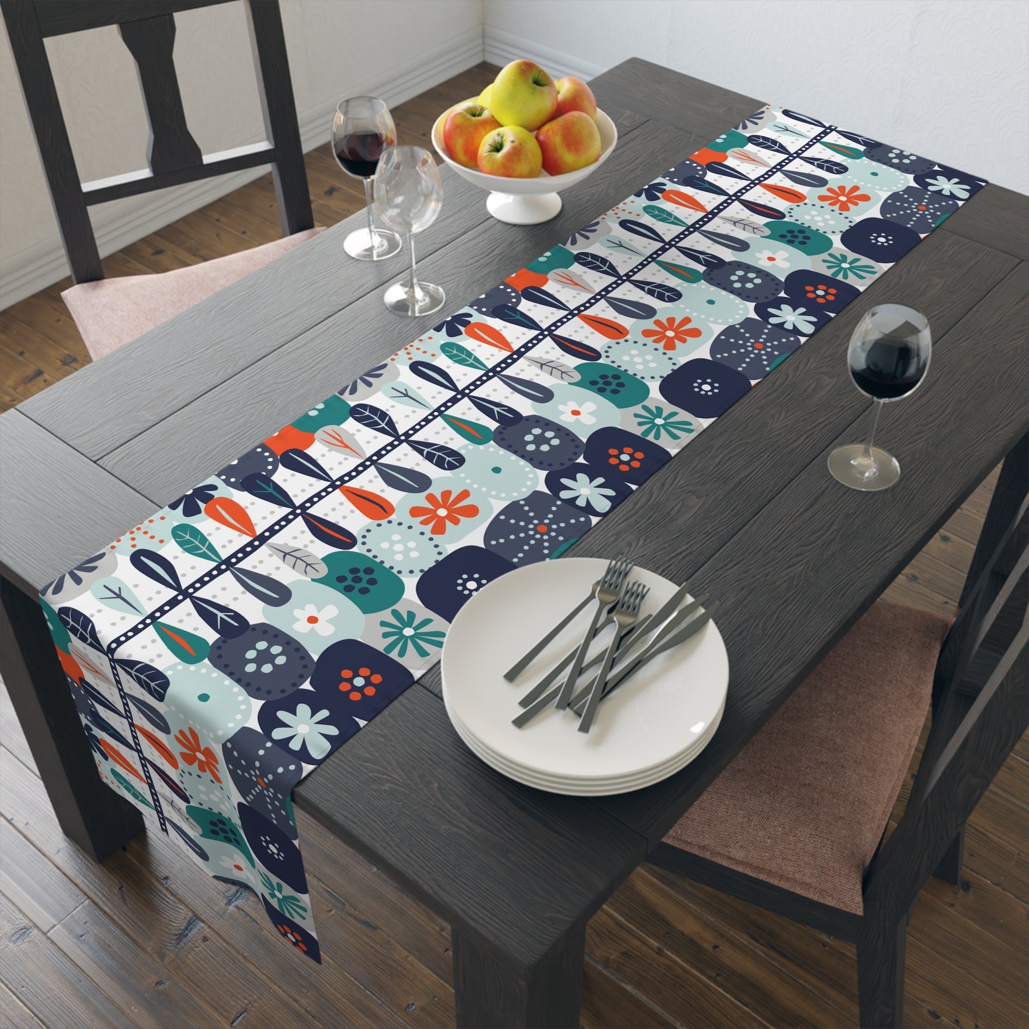 Mid Century Scandinavian Danish Modern Floral Table Runner – Kate ...