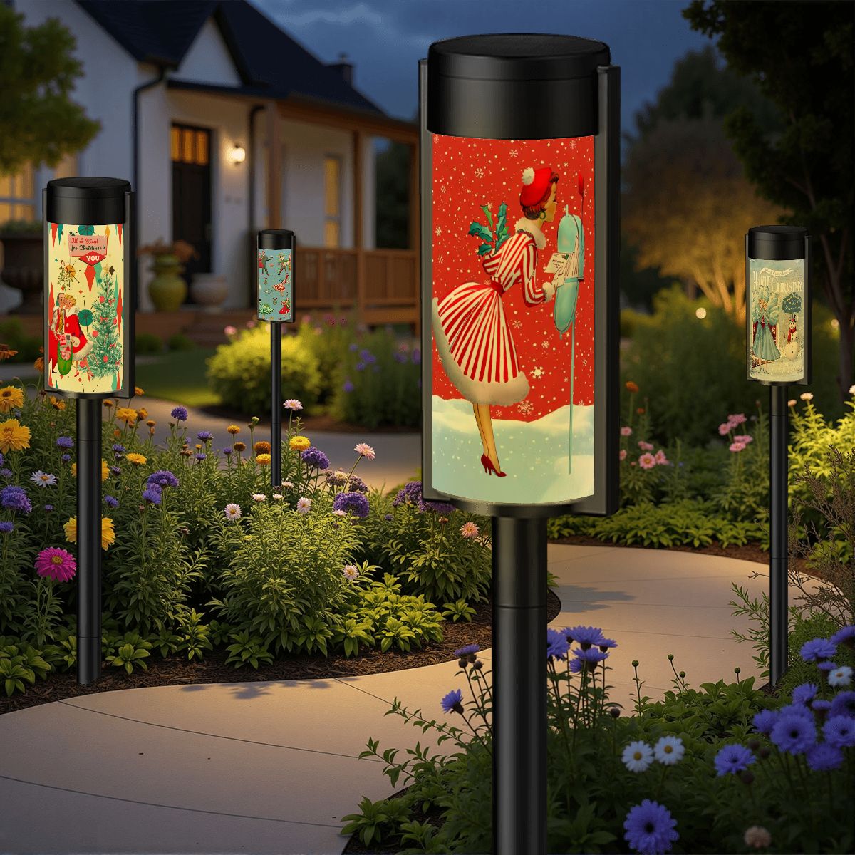 Retro Kitsch Christmas Solar Lights Set, Vintage Mid Century Modern Ho ...