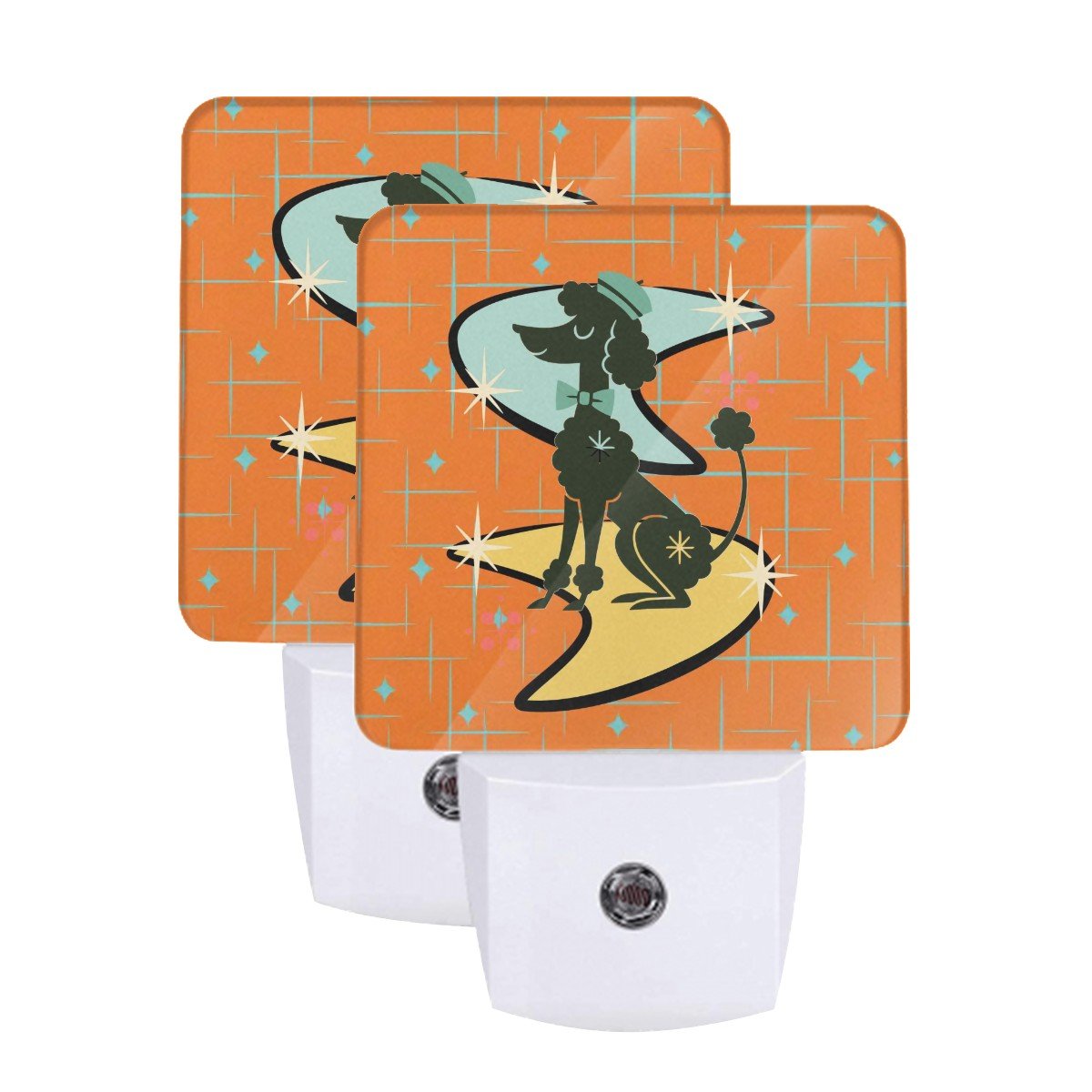 Retro Mid Century Modern Poodle Night Light Set, 50s Kitsch Atomic Sta ...