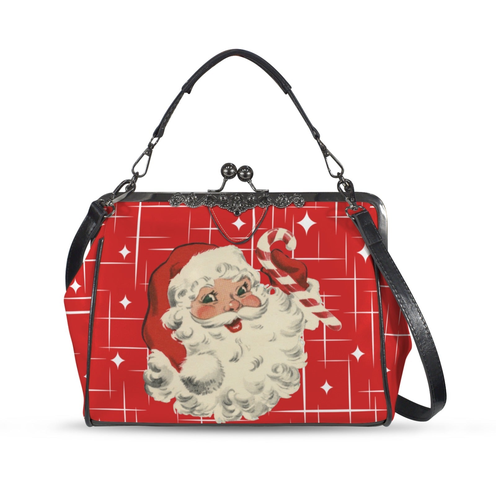 Retro Vintage Santa Kisslock Purse Red Starburst Holiday Handbag – Kate ...